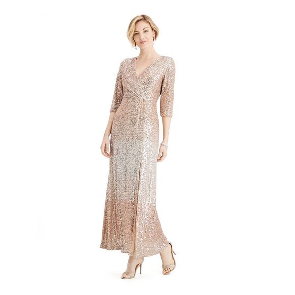 R&M Richards | Dresses | Nwt Rm Richards Womens Beige 34 Sleeve Formal ...